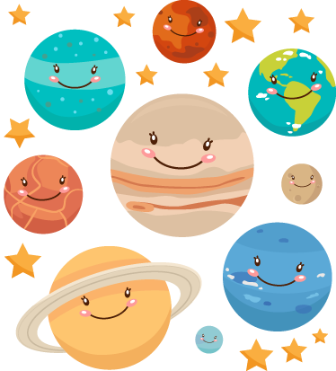 sticker-planetas-sistema-solar-5658.png (374×413) | Arte da sala de ...