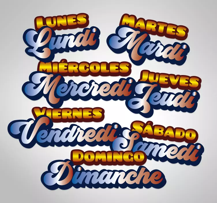 Vinilo decorativo días de la semana en francés - TenVinilo